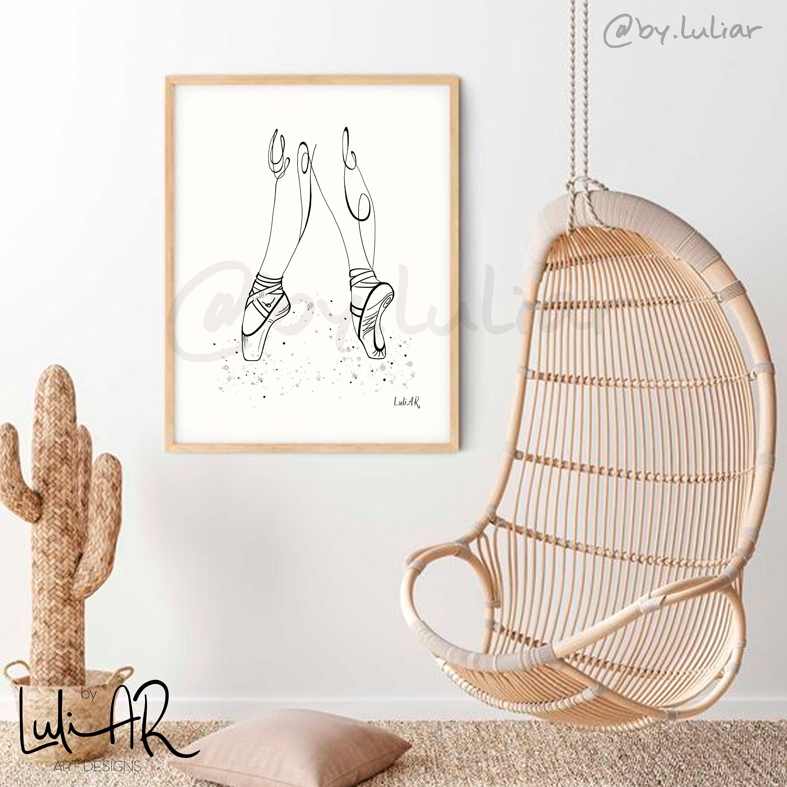 One Line Ballet Shoes Poster. Single Line Ballet Dancer Poster. Ballet ...