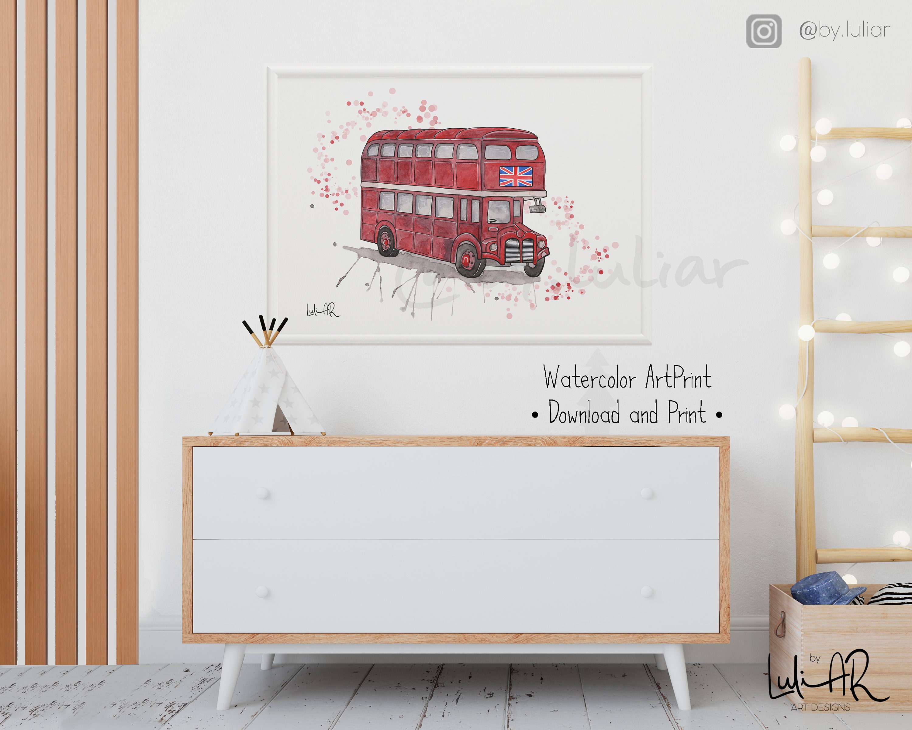 London Bus Illustration. Bus Watercolor. London Bus Art Print. London ...