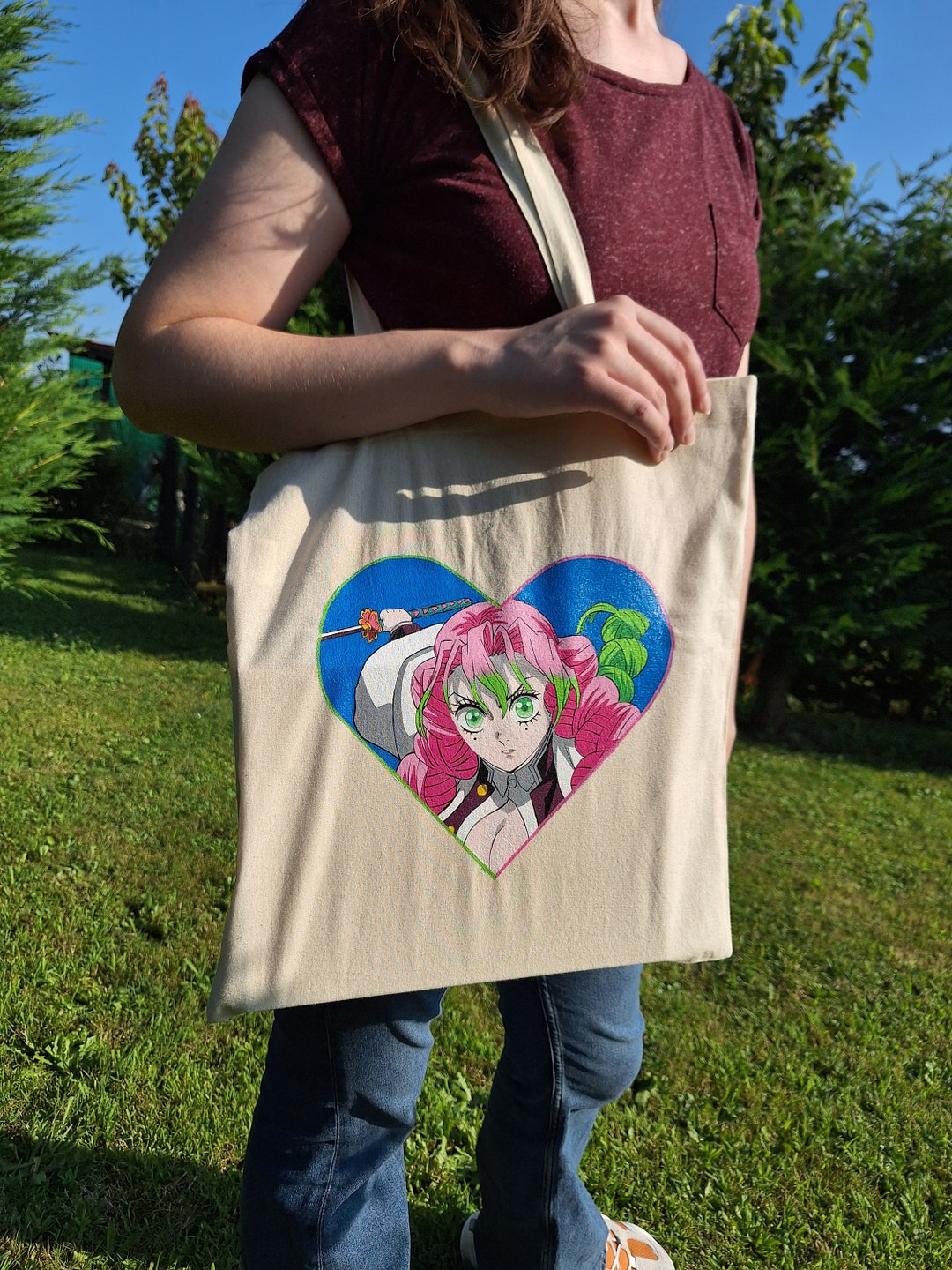 Tote Bag - Demon Slayer - Mitsuri Kanroji - Borsa in Tela Dipinta a ...