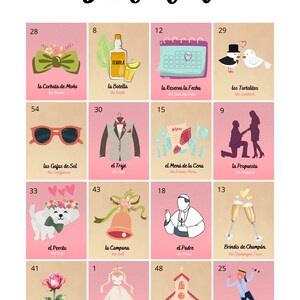 40 Tablas -INSTANT DOWNLOAD -bridal Shower Loteria - Spanish & English ...