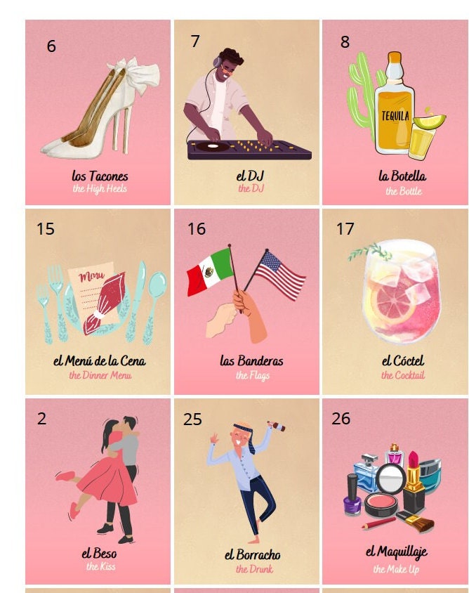 30 Tablas INSTANT DOWNLOAD bridal Shower Loteria Spanish & English ...