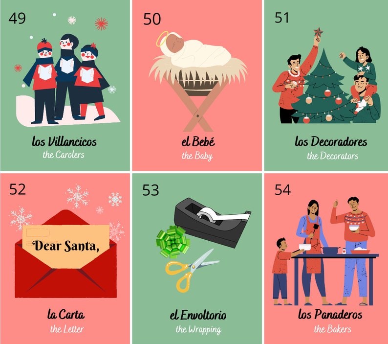 Christmas Loteria 30 Tablas Spanish & English - Etsy Canada