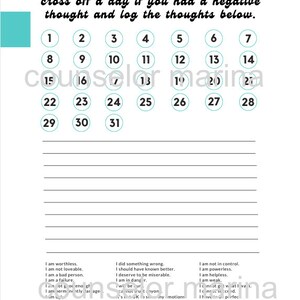 Negative Thoughts Log - Etsy