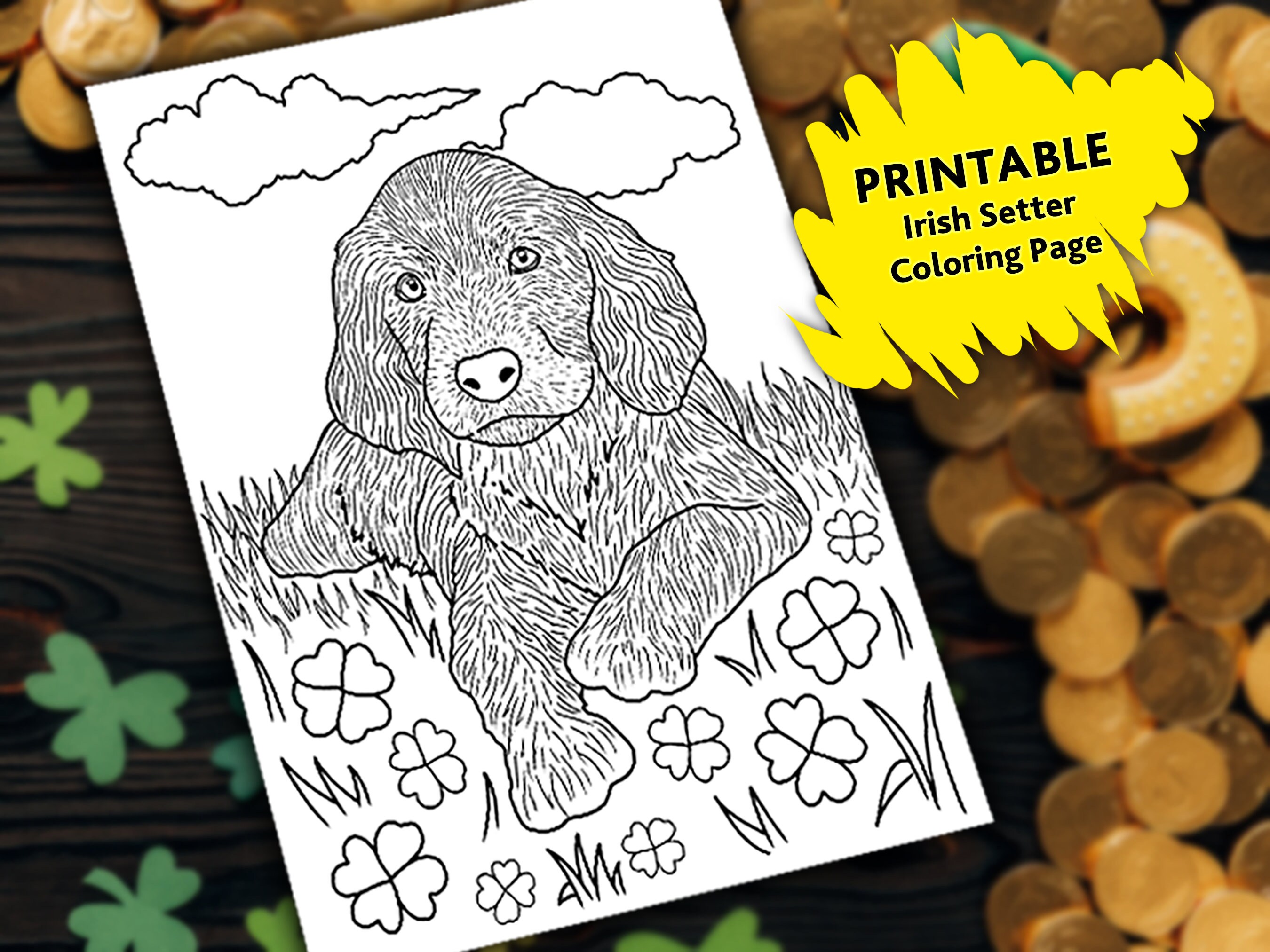 PRINTABLE St. Patrick's Day Coloring Page for Kids - Irish Setter (PDF ...