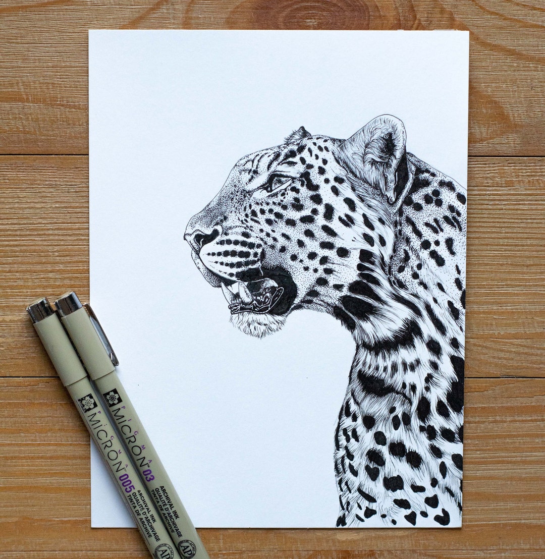 Leopard Ink Art, Leopard Print, Printable Art, Ink Art, Leopard ...