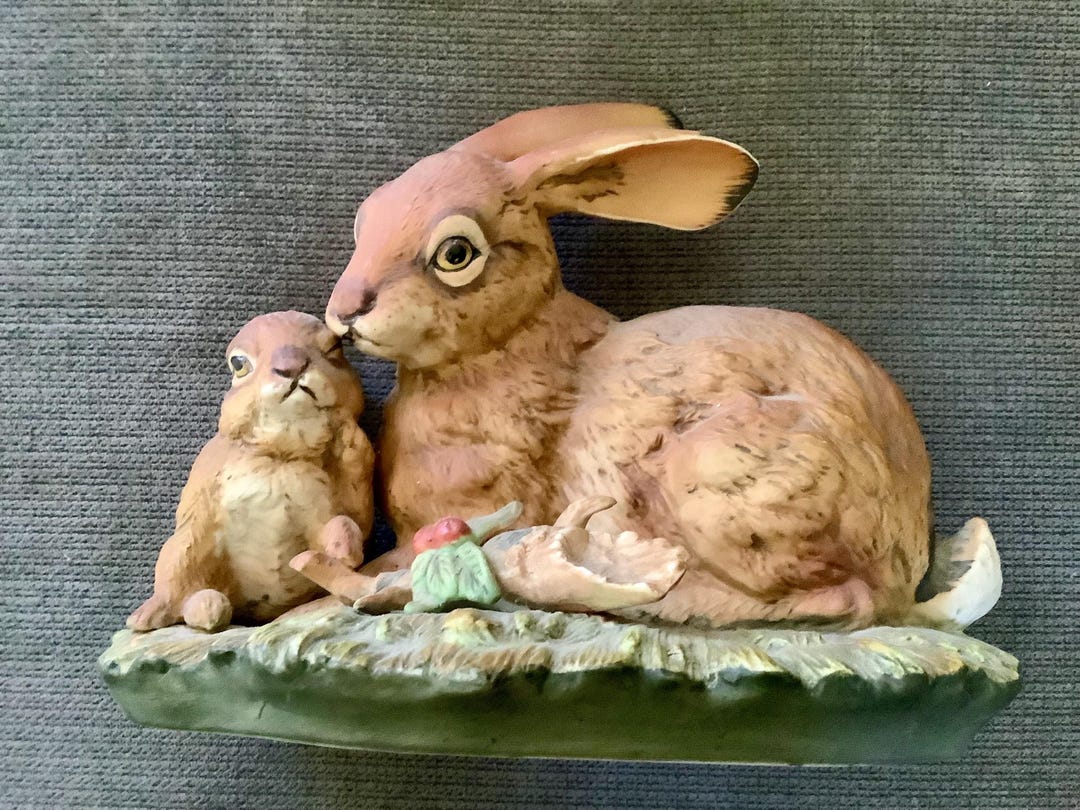 Vintage 1979 Homco Rabbit & Baby Bunny Figurine – Porcelain Animal ...
