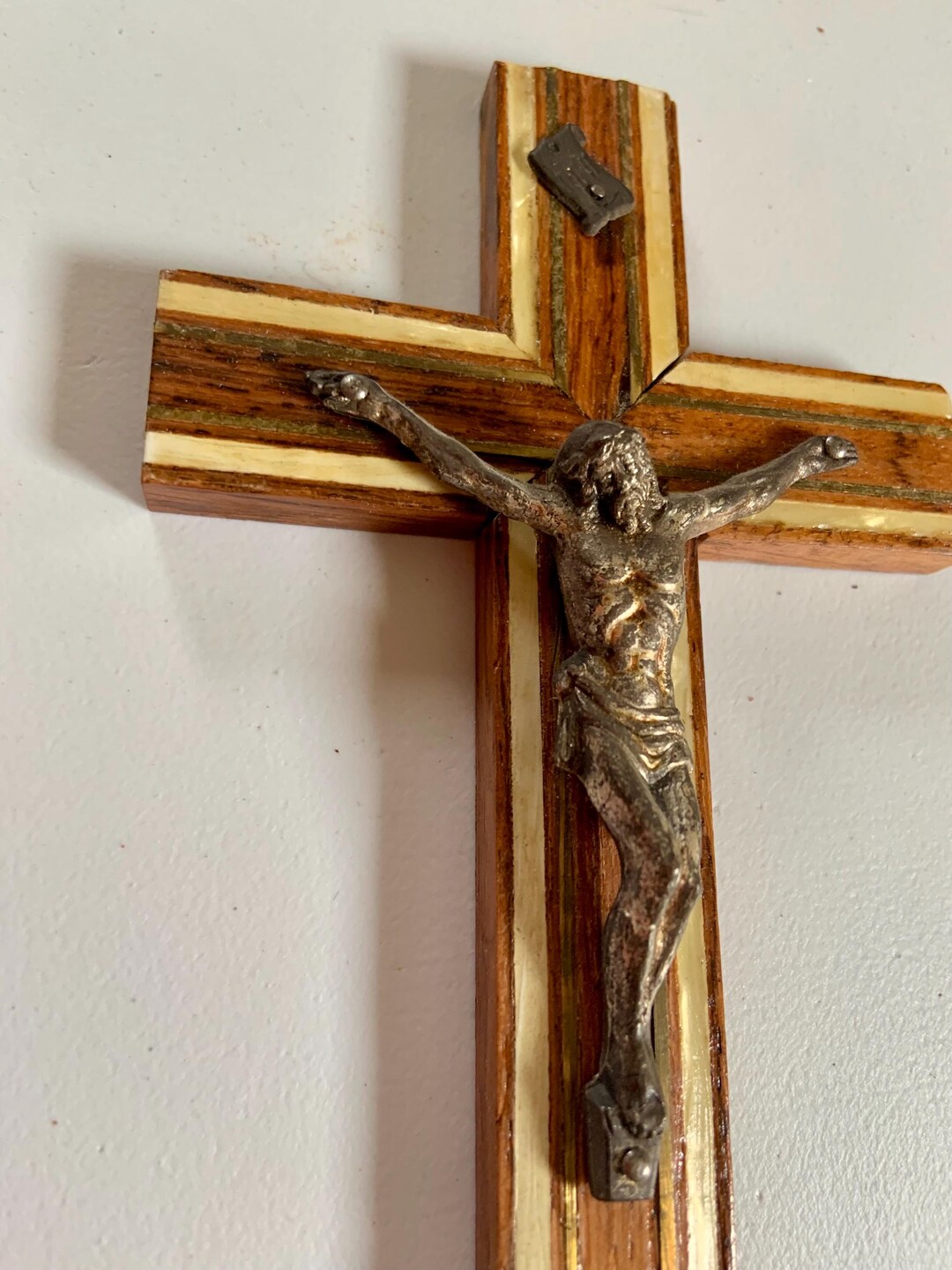 Vintage Wooden Crucifix With Metal Jesus Figure, Religious Decor for ...