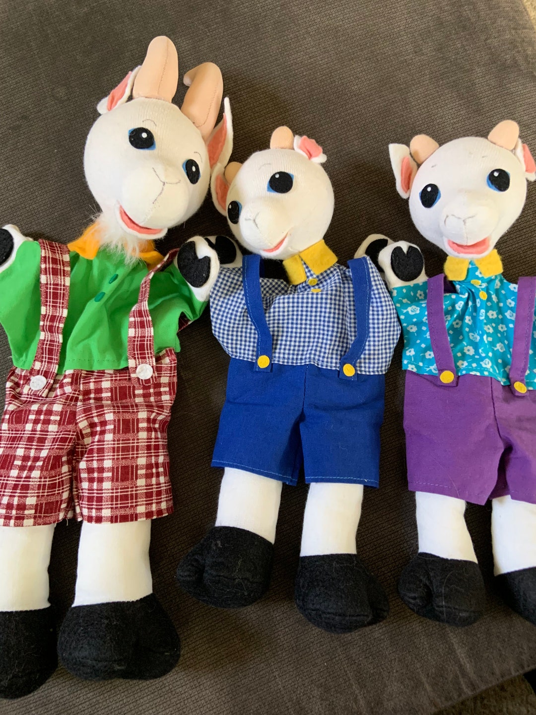 Retro Full Figure Puppets - Three Handcrafted Billy Goats, Felt & Fur ...