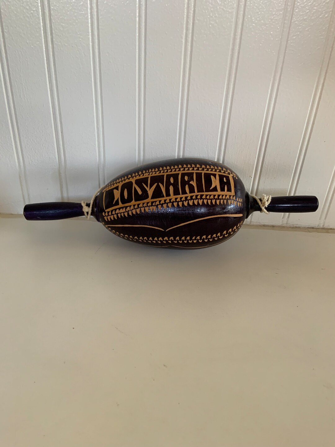 Vintage Boab Nut Rattle Fish Carving Costa Rica Unique Folk Art Musical ...