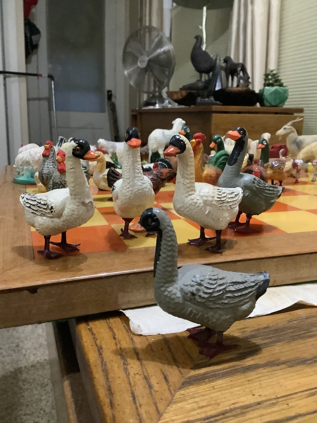 Vintage Miniature Goose With Metal Feet, Realistic Fowl Figure ...