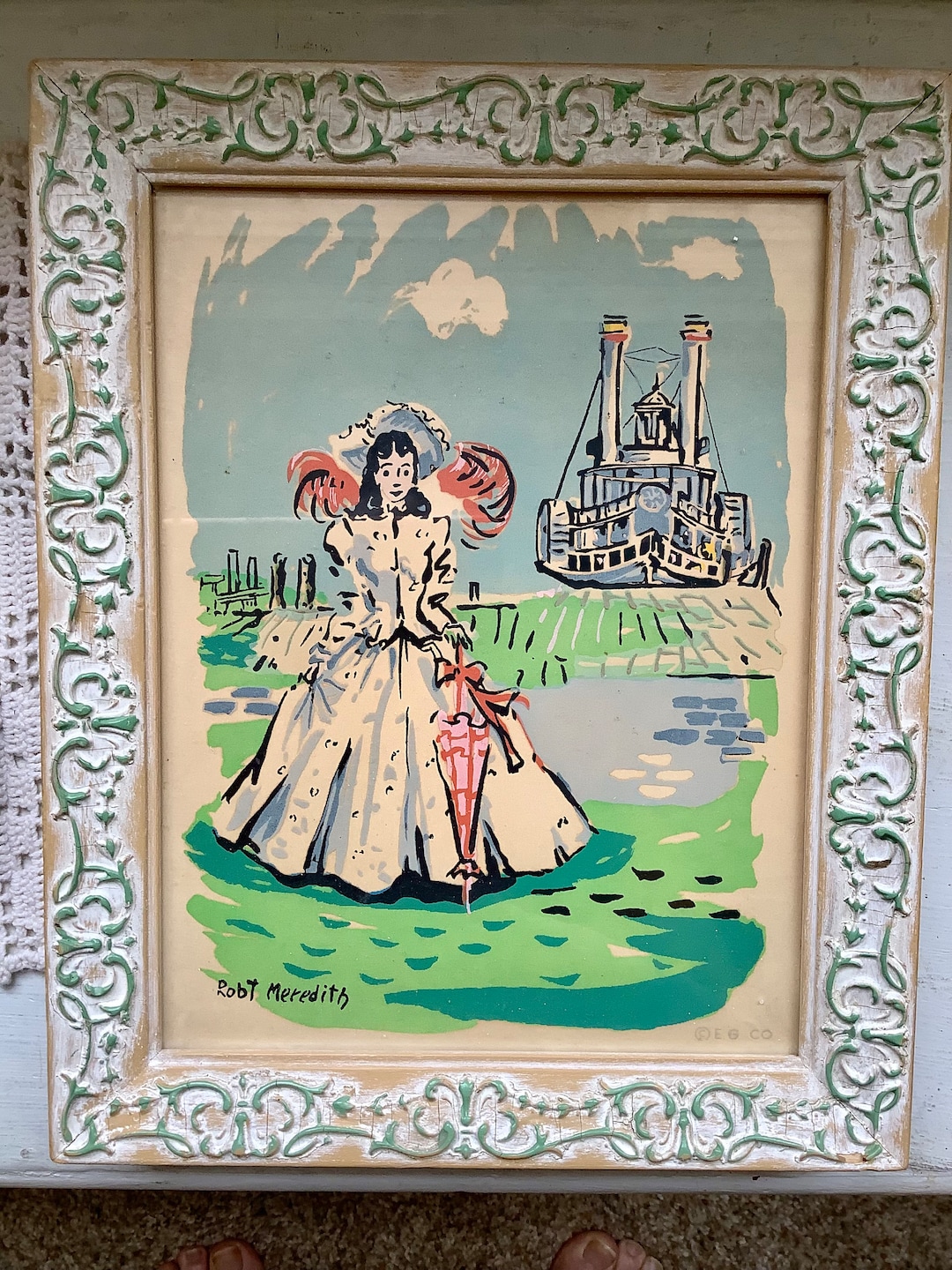Vintage Robert Meredith Southern Belle Showboat Mid Century Framed Art ...