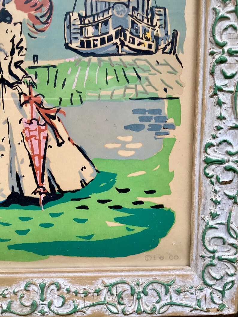 Vintage Robert Meredith Southern Belle Showboat Mid Century Framed Art ...