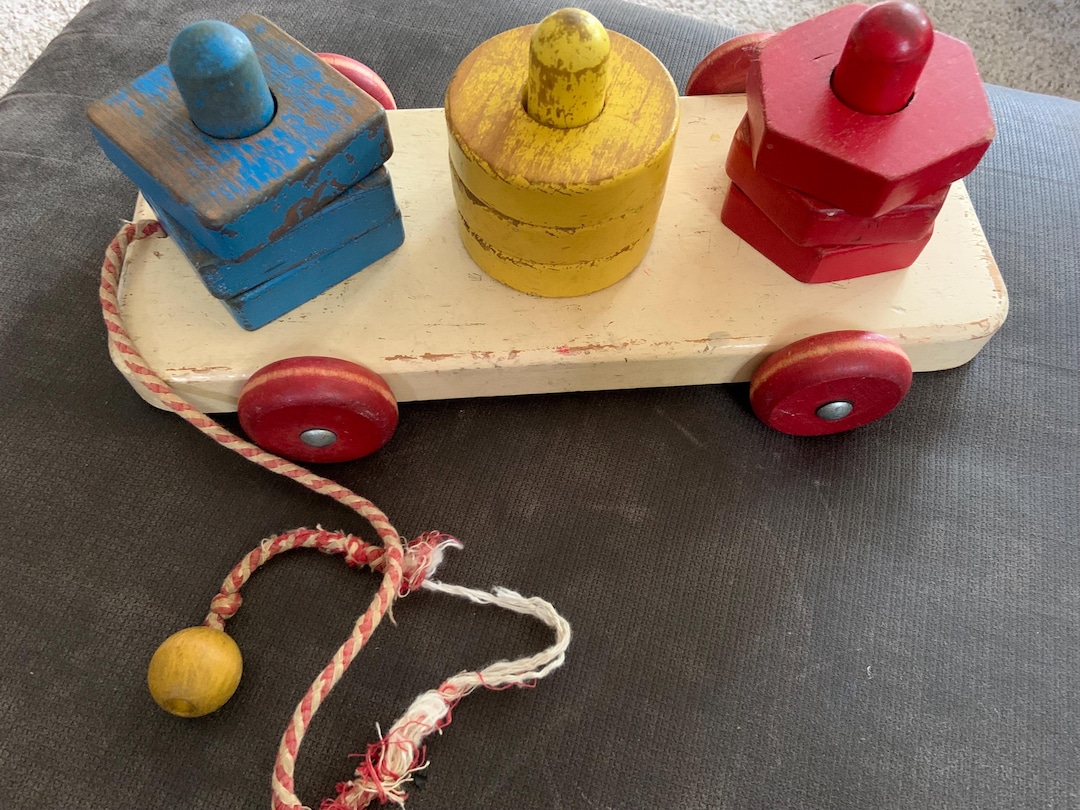 Vintage Playskool Push-pull Wooden Toy – Mid-century Educational Shape ...