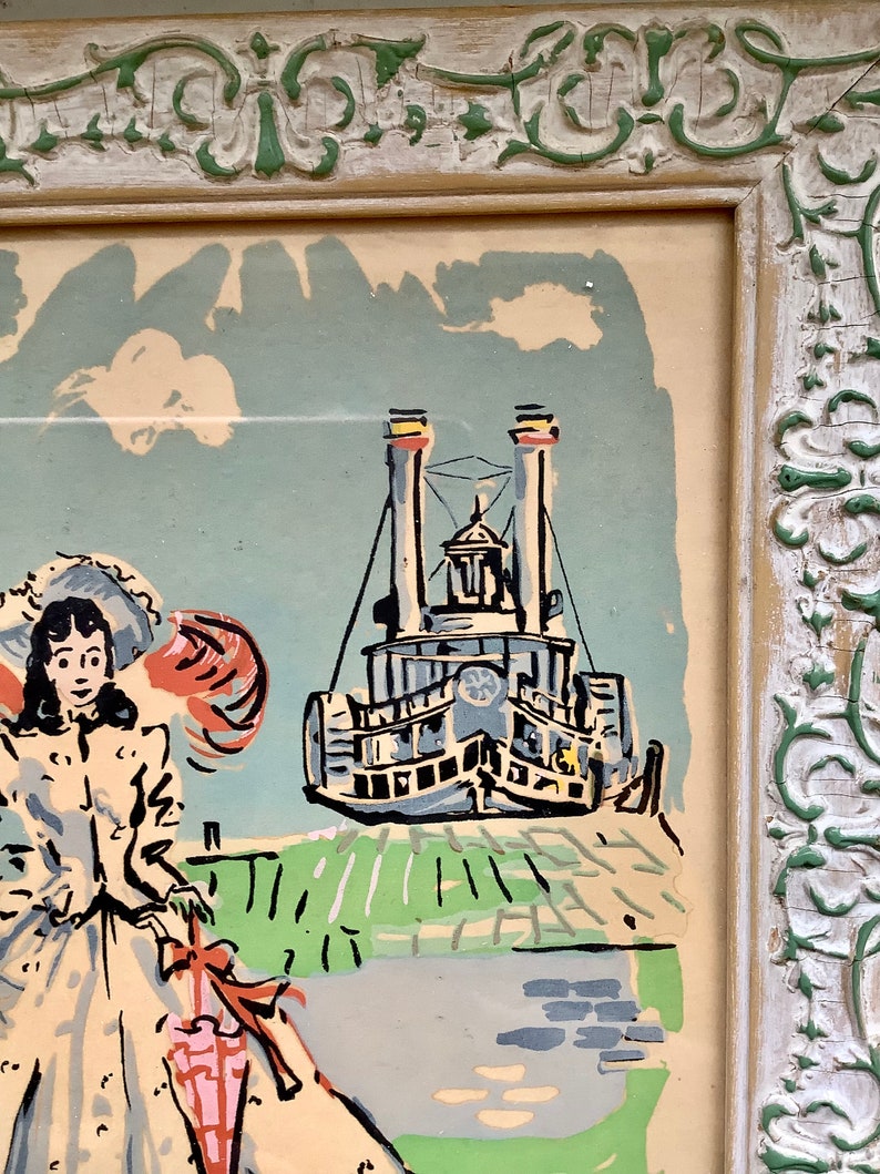 Vintage Robert Meredith Southern Belle Showboat Mid Century Framed Art ...