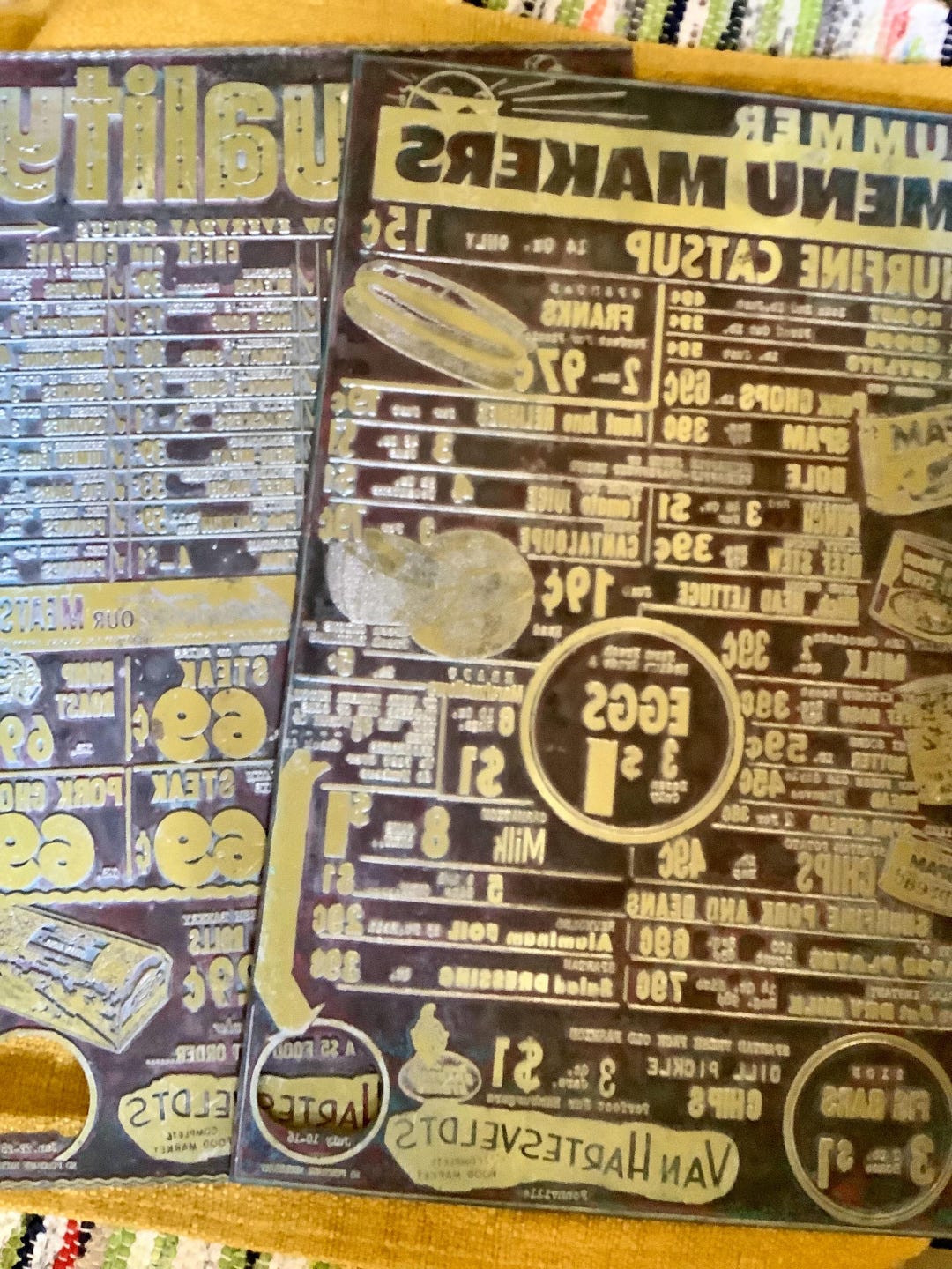 Vtg 1950s Newspaper Printing Plates – Van Hartesveldt’s Food Market ...