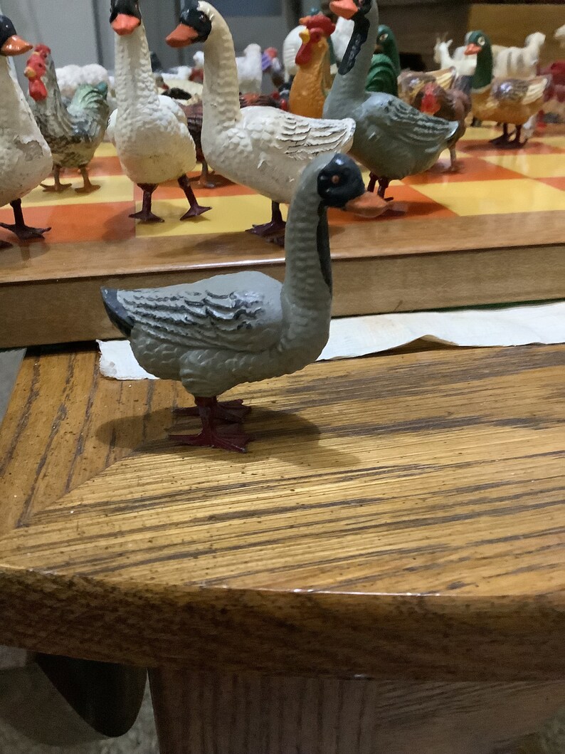 Vintage Miniature Goose With Metal Feet, Realistic Fowl Figure ...