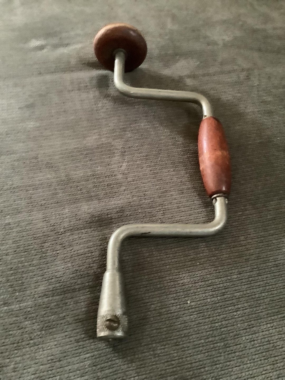 Vintage 10.5 Inch Hand Drill Bit Brace Woodworking Tool Wooden Handle ...