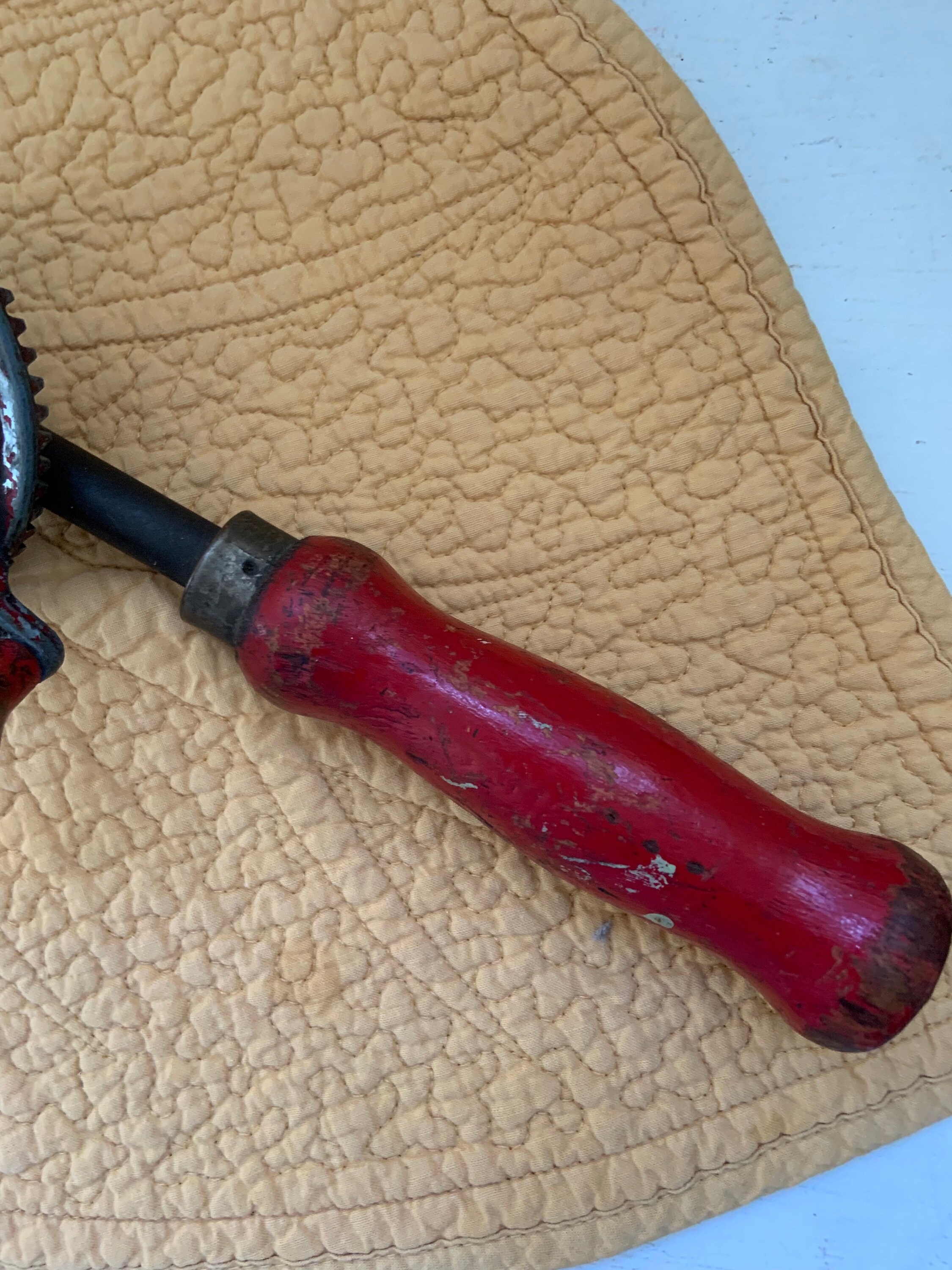 Antique Hand Drill, 1930s Manual Egg Beater Drill With Red Wood Handle ...