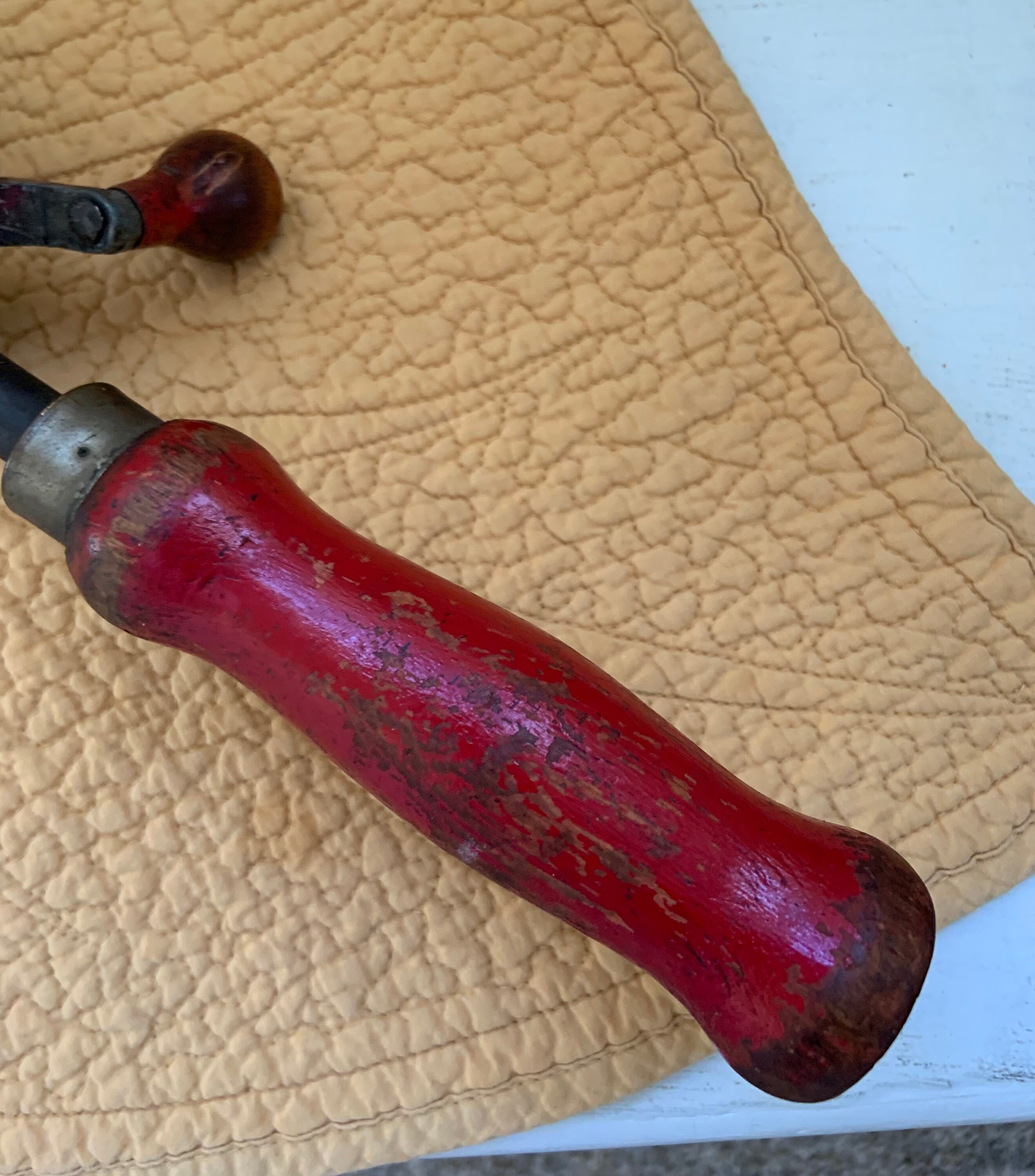 Antique Hand Drill, 1930s Manual Egg Beater Drill With Red Wood Handle ...