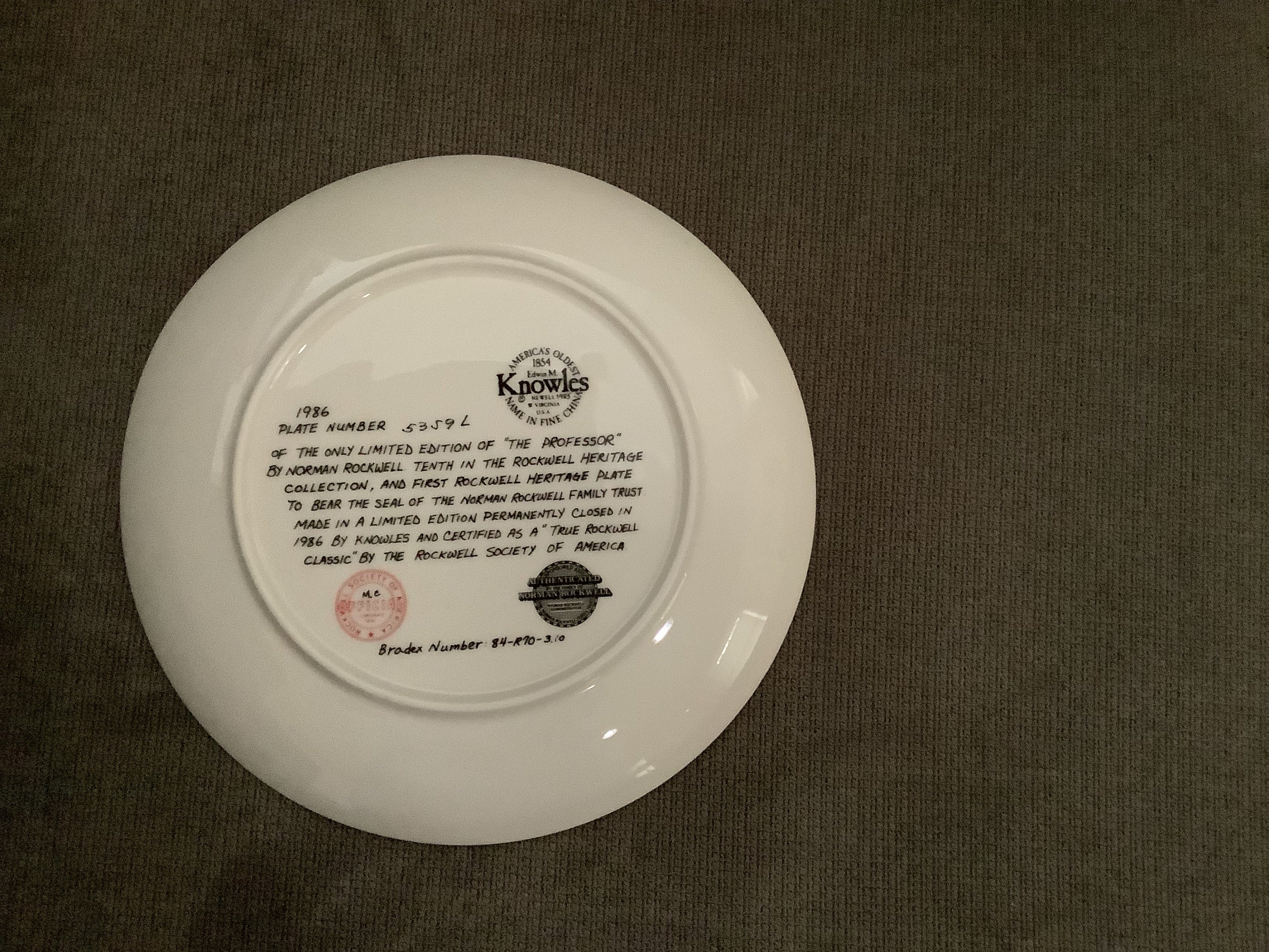 Vintage Norman Rockwell Plate the Professor 1986 Collectible Heritage Series, Decorative Wall ...