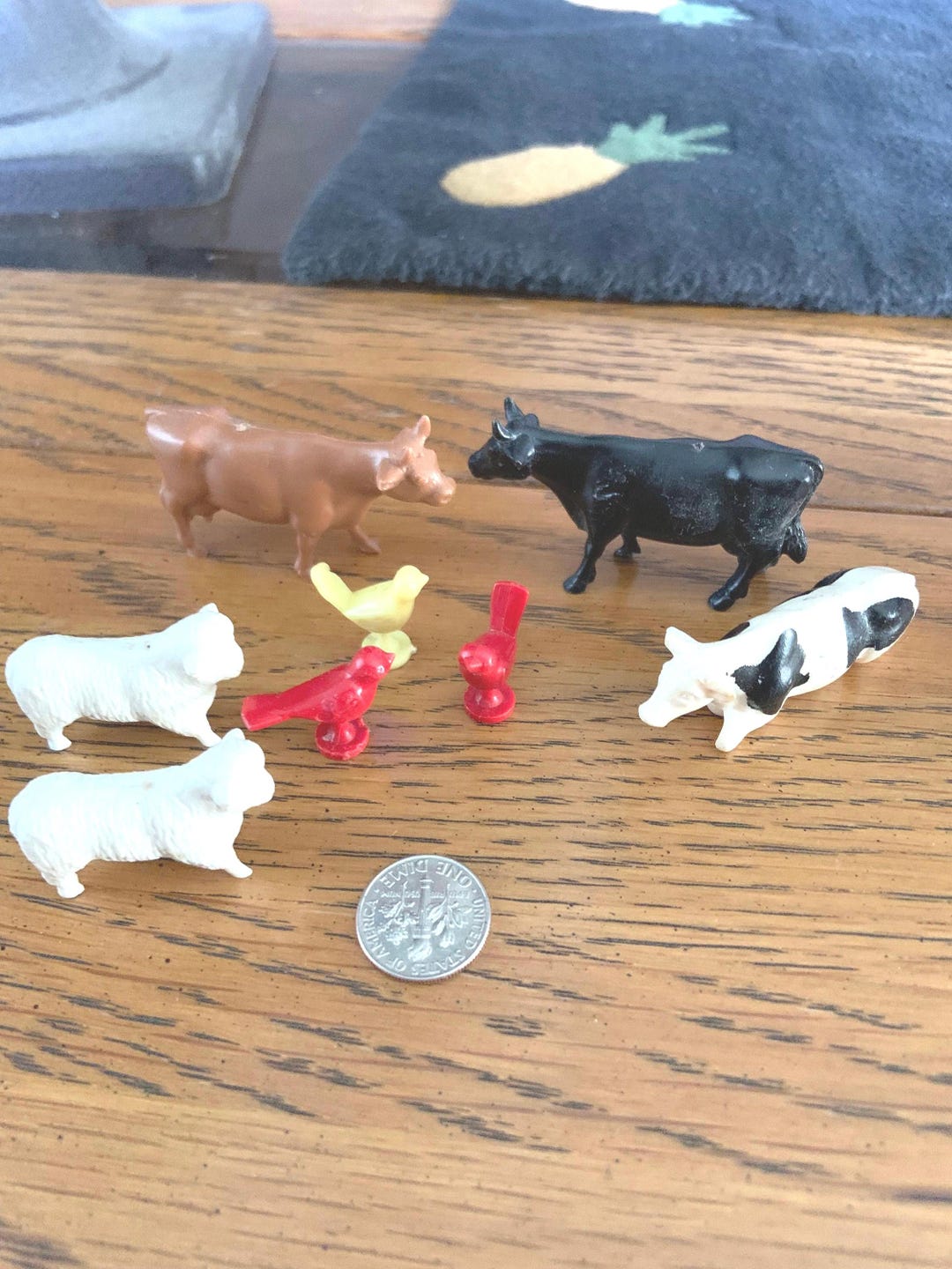 Set of 8 Vintage Farm Animals – Miniature Plastic Toy Figurines, Retro ...