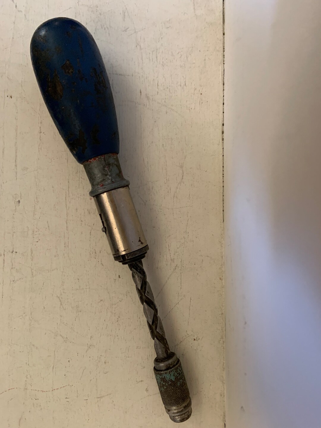 Vintage Push Hand Drill, Reversible Wood Handle Screwdriver ...