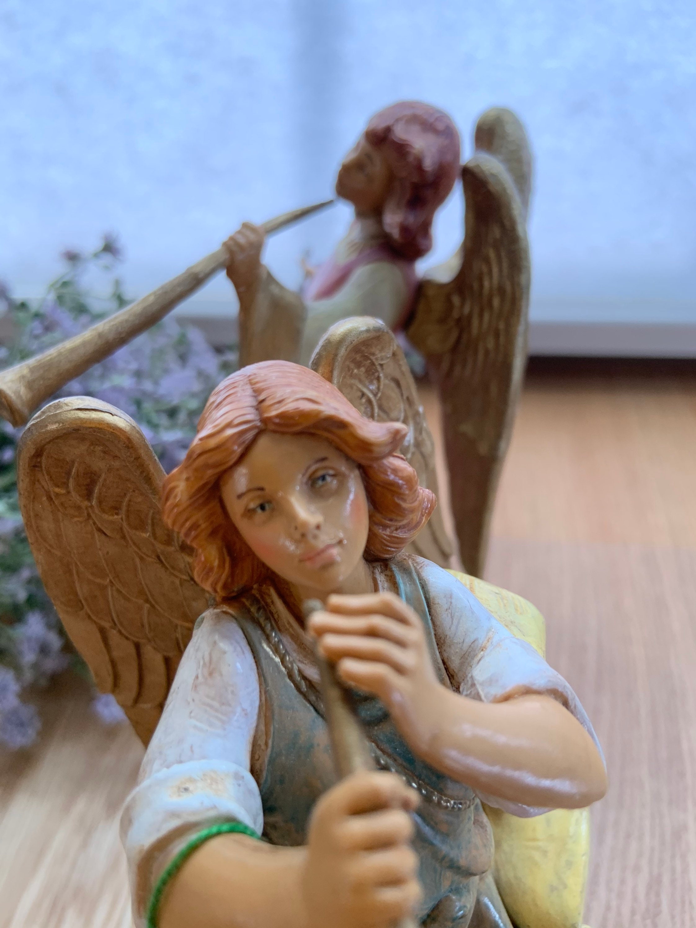 Vintage Fontanini Angel Figurine, Pink Golden-winged Temira, 6 Nativity ...