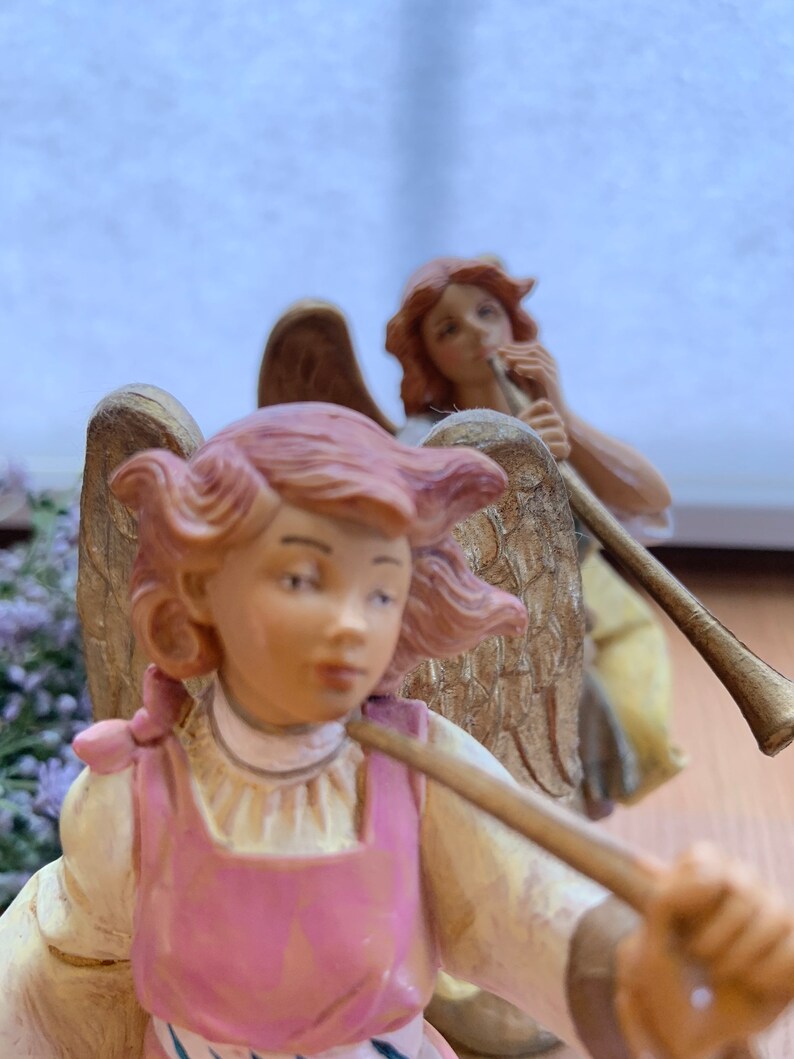 Vintage Fontanini Angel Figurine, Pink Golden-winged Temira, 6 Nativity ...