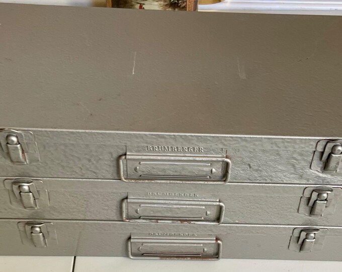 Vintage 35mm Slide Storage Box, Silver Metal Organizer, Brumberger ...