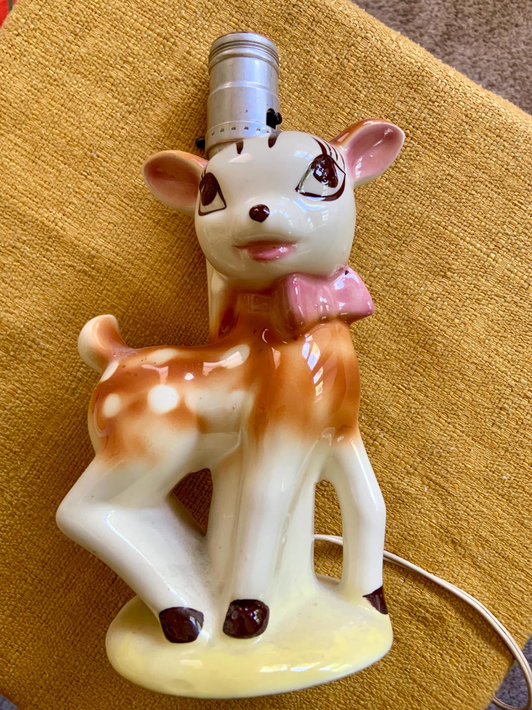 Vintage 1950s Ceramic Deer Lamp – Mid-century Fawn Table Lamp – Retro ...