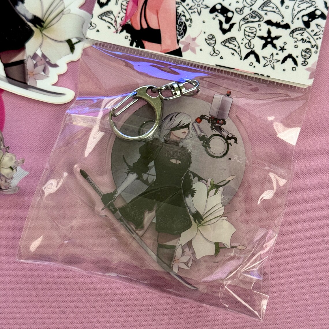 Nier Automata 2B Accessory Bundle stickers, Keychain and Pin Etc - Etsy