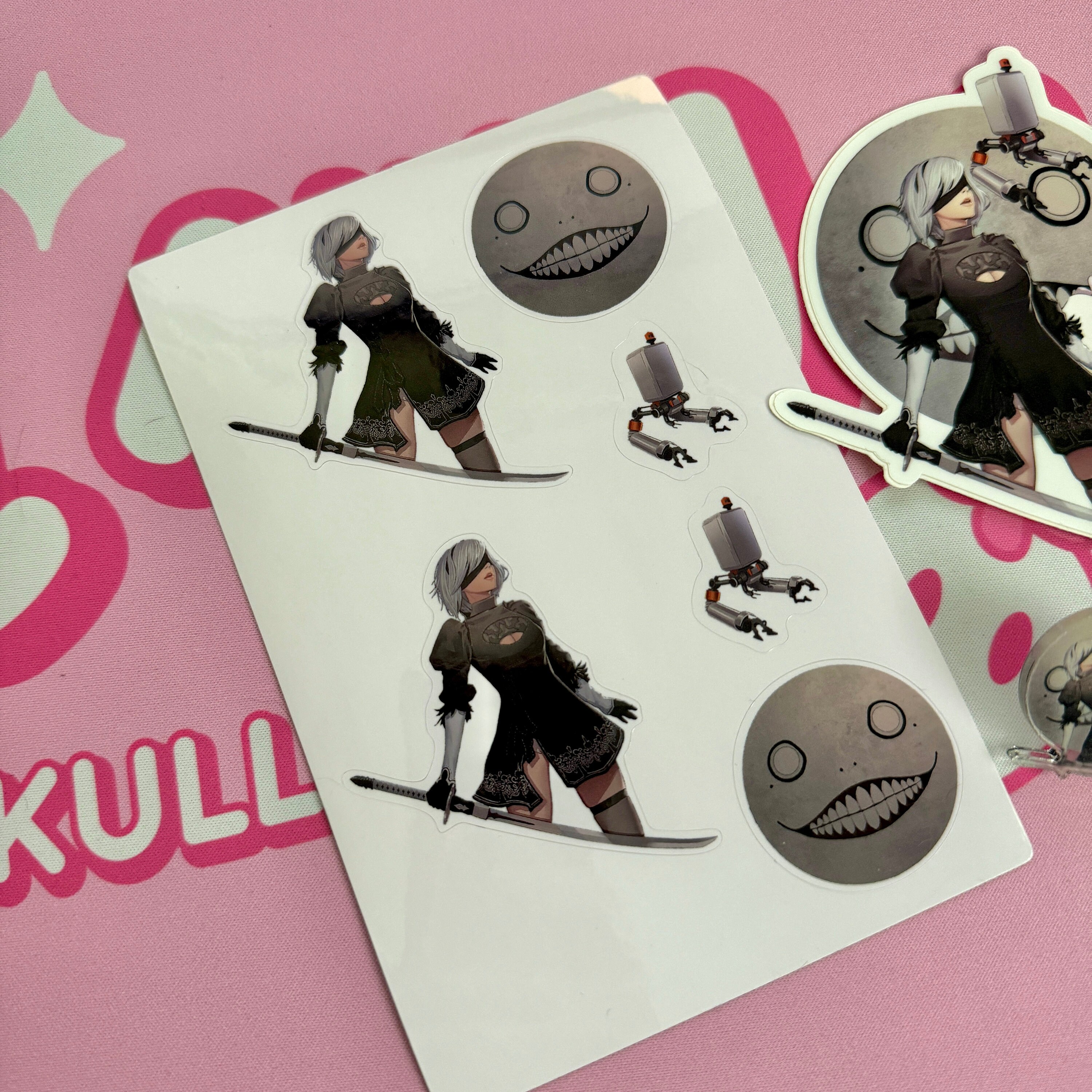 Nier Automata 2B Accessory Bundle stickers, Keychain and Pin Etc - Etsy