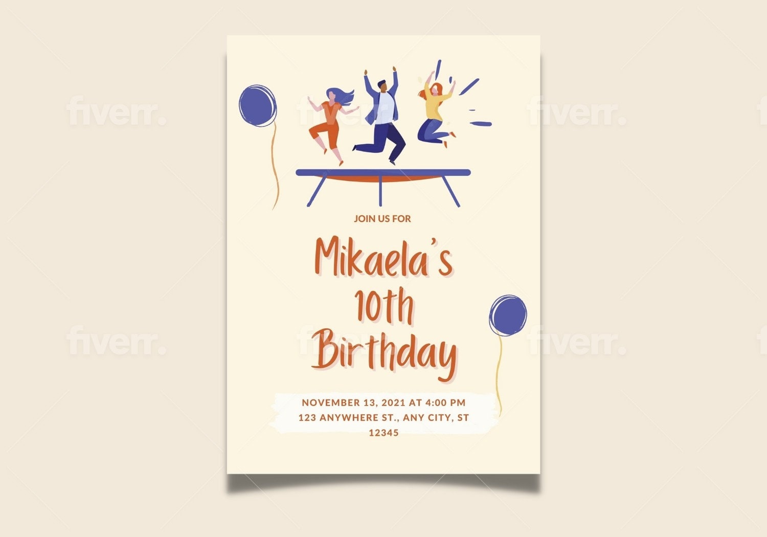 Editable Trampoline Park Birthday Invitation Template Canva ...