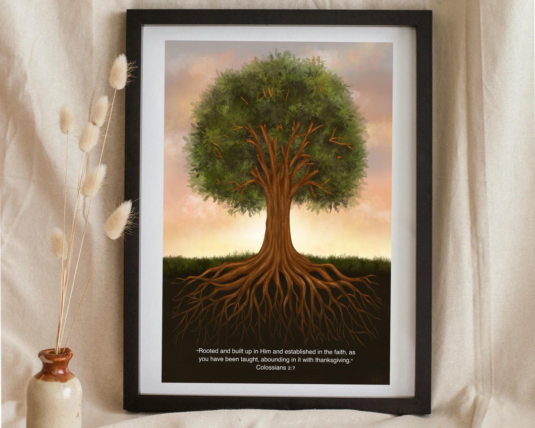 Rooted in Christ Wall Art – Christian Printable, Bible Verse Decor ...