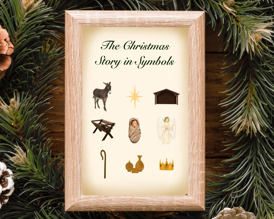 The Christmas Story in Symbols: Christian Nativity Wall Art (digital ...