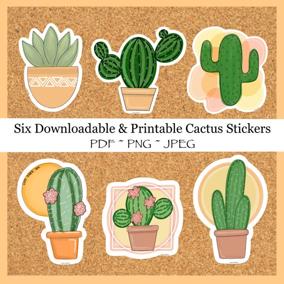 Cactus Stickers Downloadable Cactus Prints Digital Cactus | Etsy