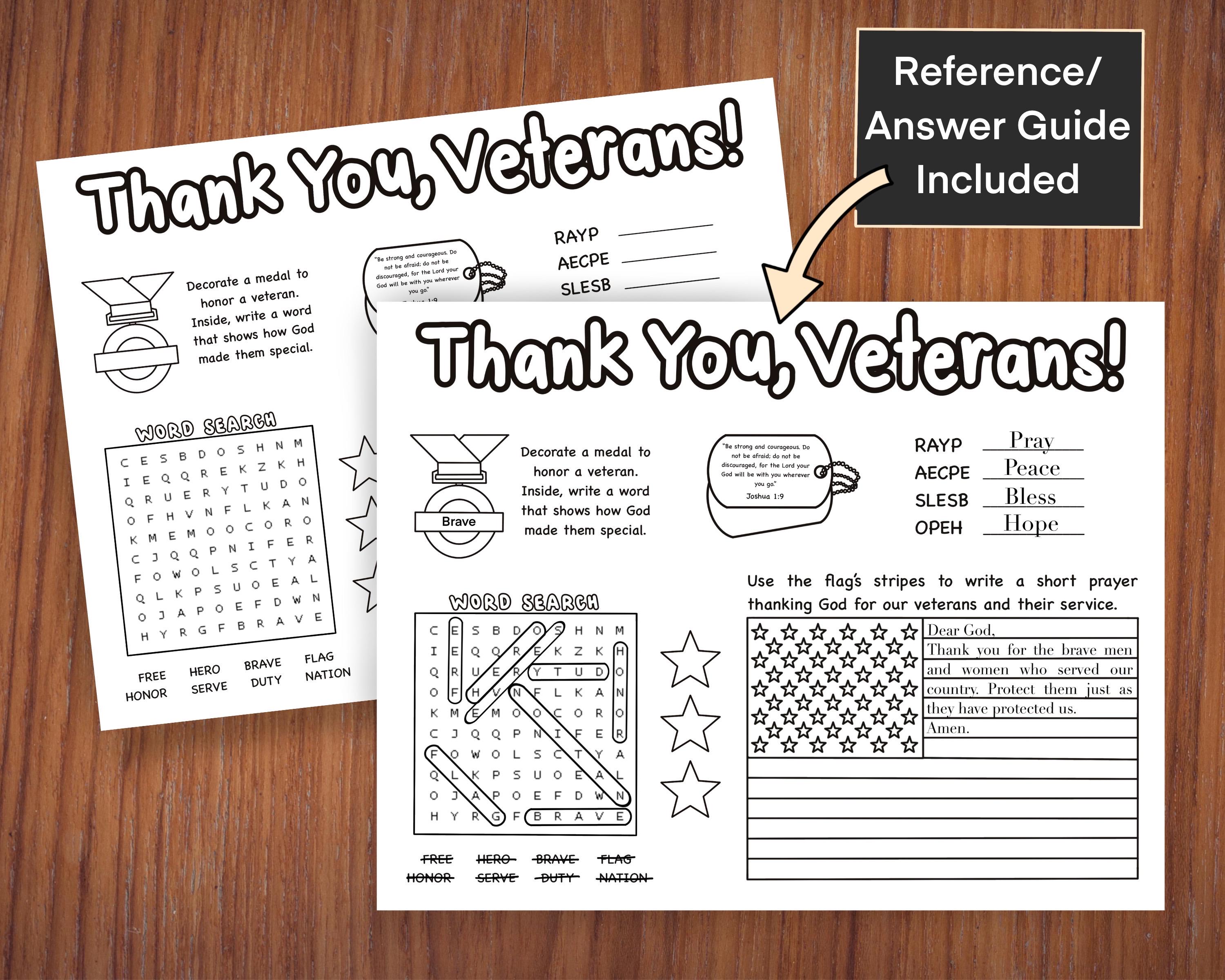 Veteran’s Day Kids Christian Activity Worksheet (digital Download) - Etsy