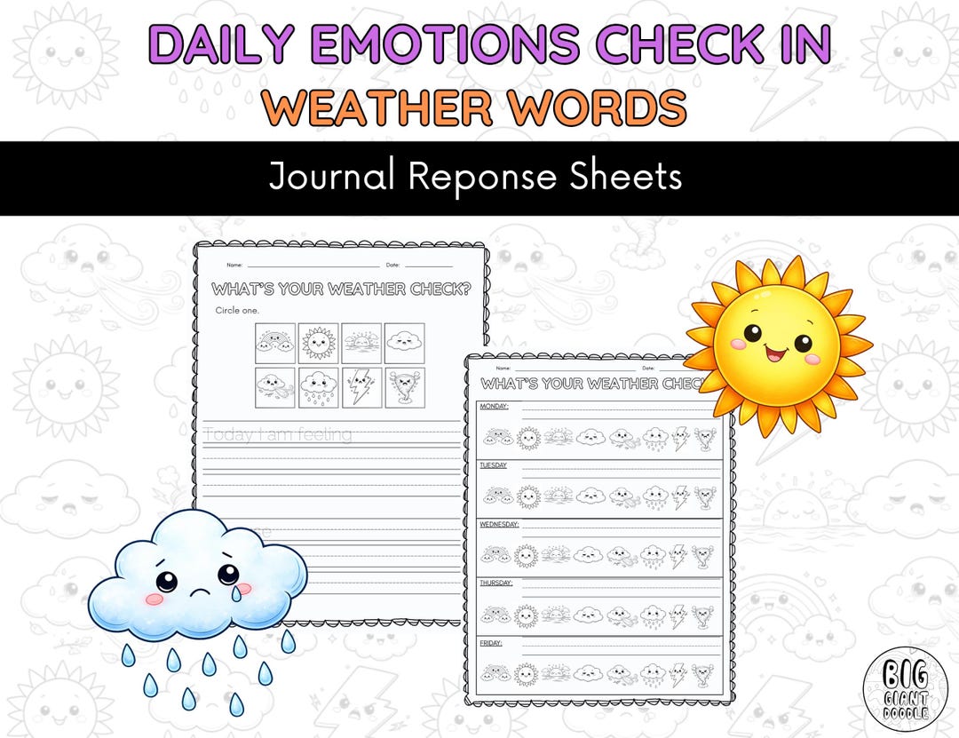 Weather Emotions Daily Check-in Journal for Kids | SEL Feelings ...