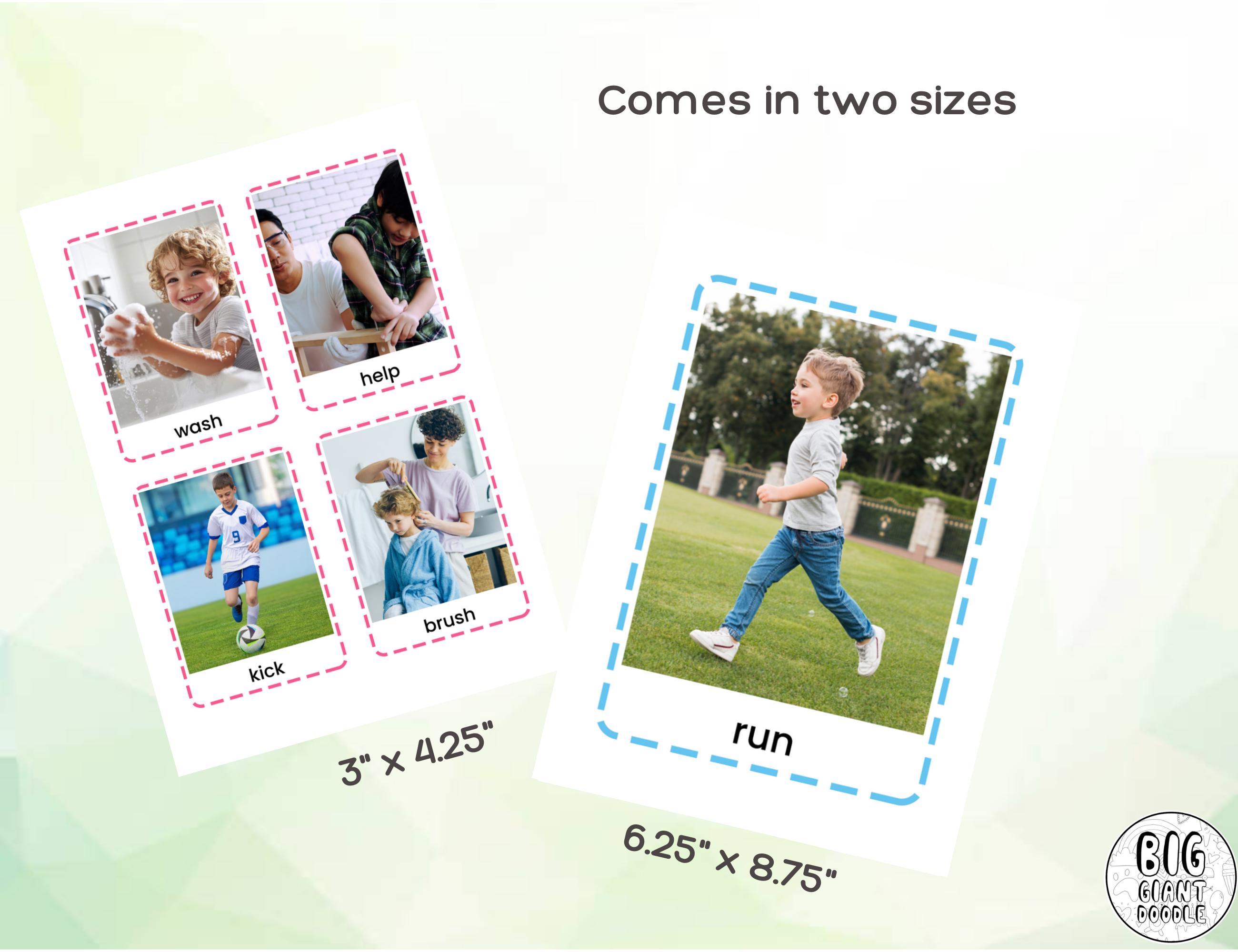 Montessori ACTION VERB Flashcards, Verb Flashcards for Kids, Printable ...