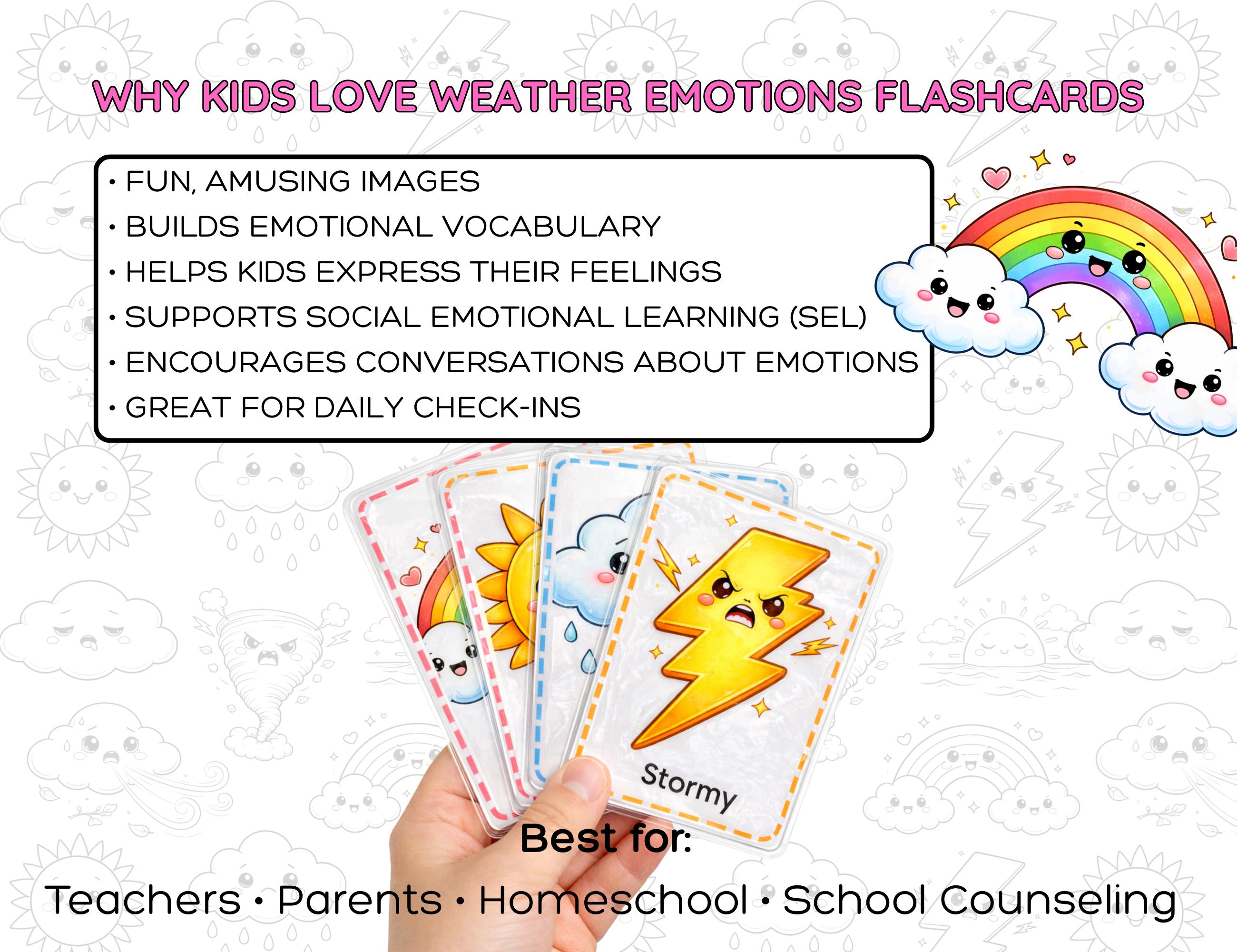 Weather Emotions Flashcards for Kids | Social Emotional Learning SEL ...