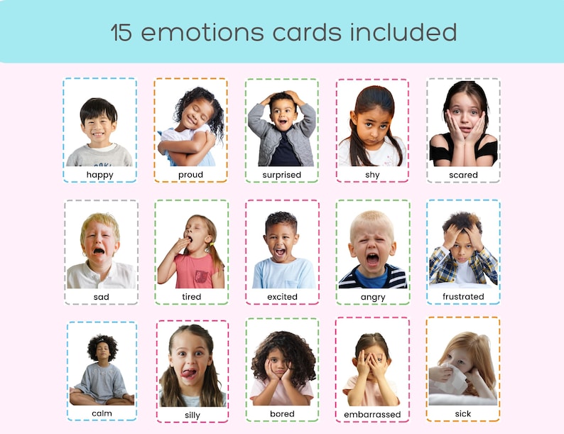 Montessori EMOTIONS Flashcards, Feelings Flashcards for Kids, Laminated ...
