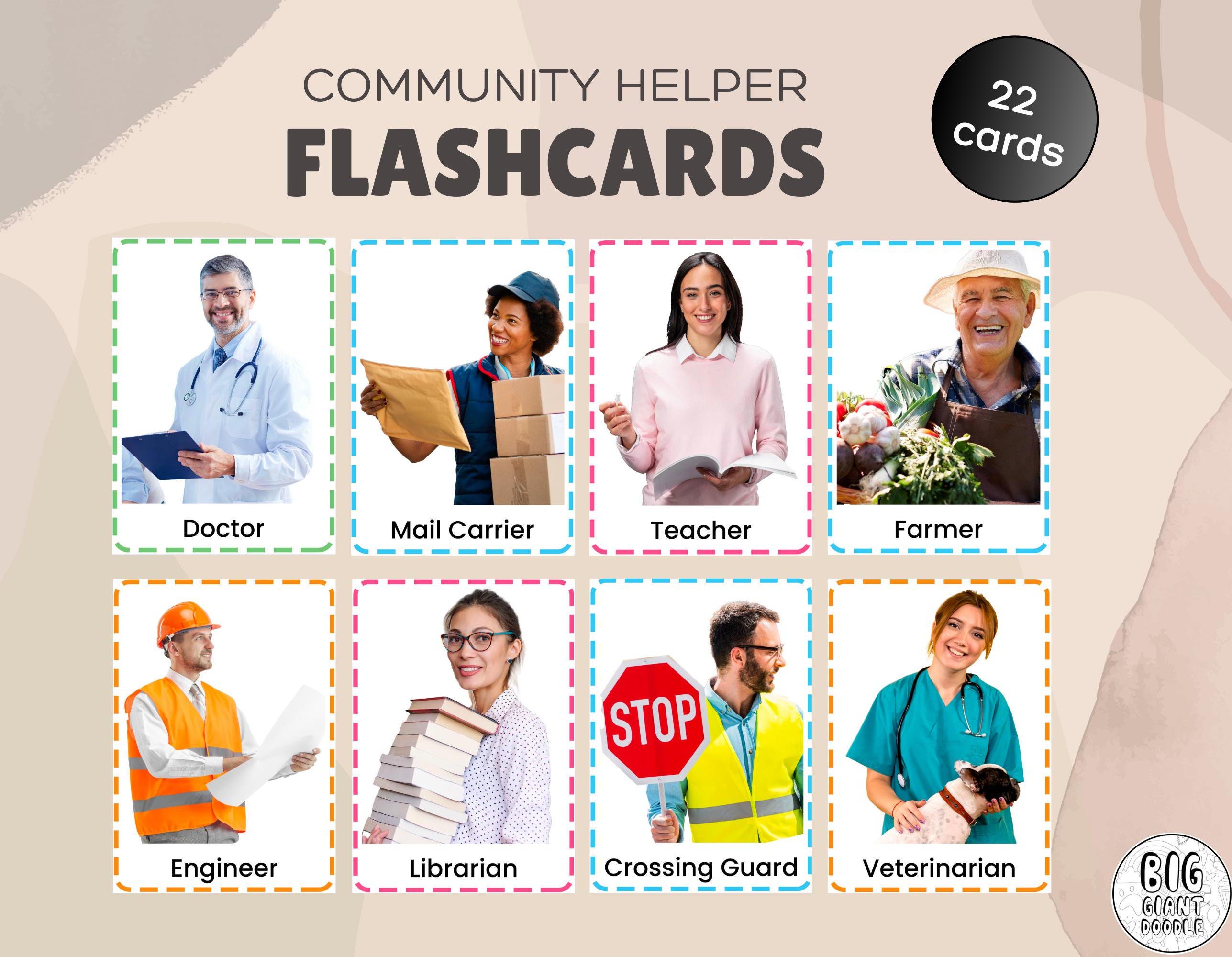 Montessori COMMUNITY HELPER Flashcards, Job Flashcards for Kids ...
