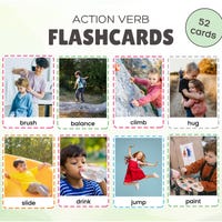 Action Verb Flashcards: Speech Therapy ESL Vocabulary (printable) - Etsy