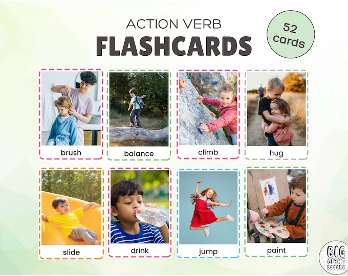 Montessori Action Verb Flashcards: Real Photo Learning (digital ...