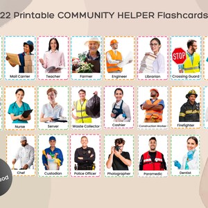 Montessori COMMUNITY HELPER Flashcards, Job Flashcards for Kids ...
