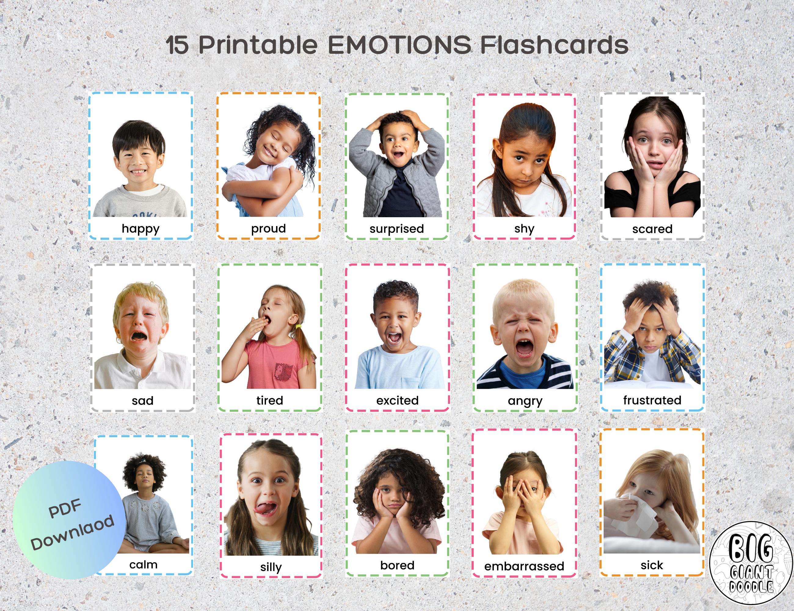 Montessori Emotions Flashcards: Real Children Photos (digital Download ...
