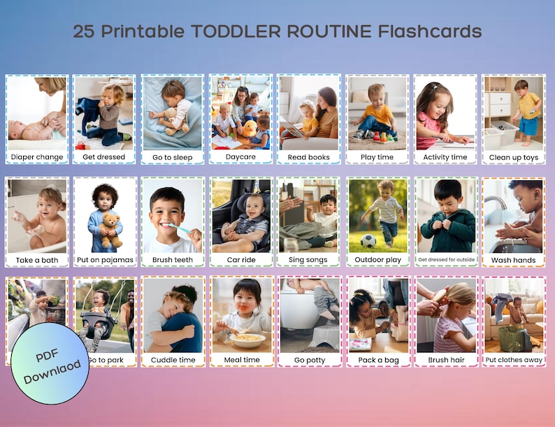 Toddler Routine Flashcards, Daily Routine Cards for Kids, Printable ...