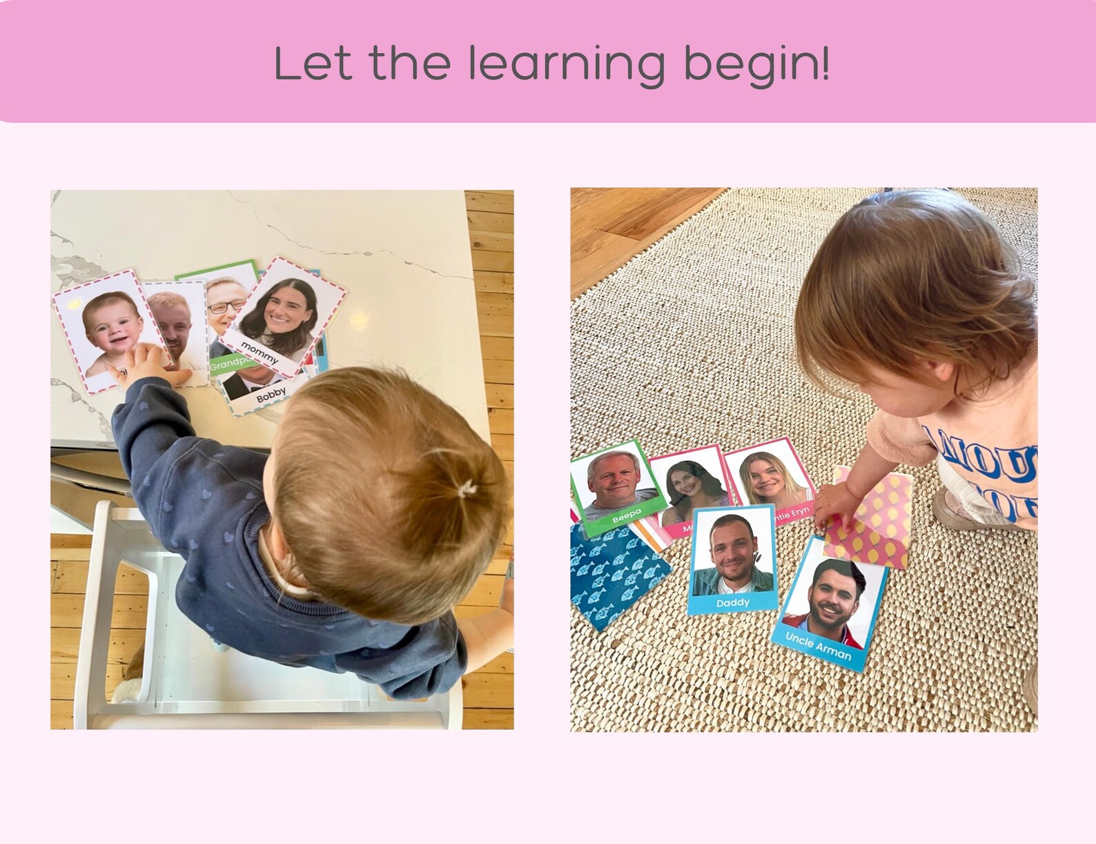 Custom Family Flashcards: Montessori Learning, Laminated Cards - Etsy