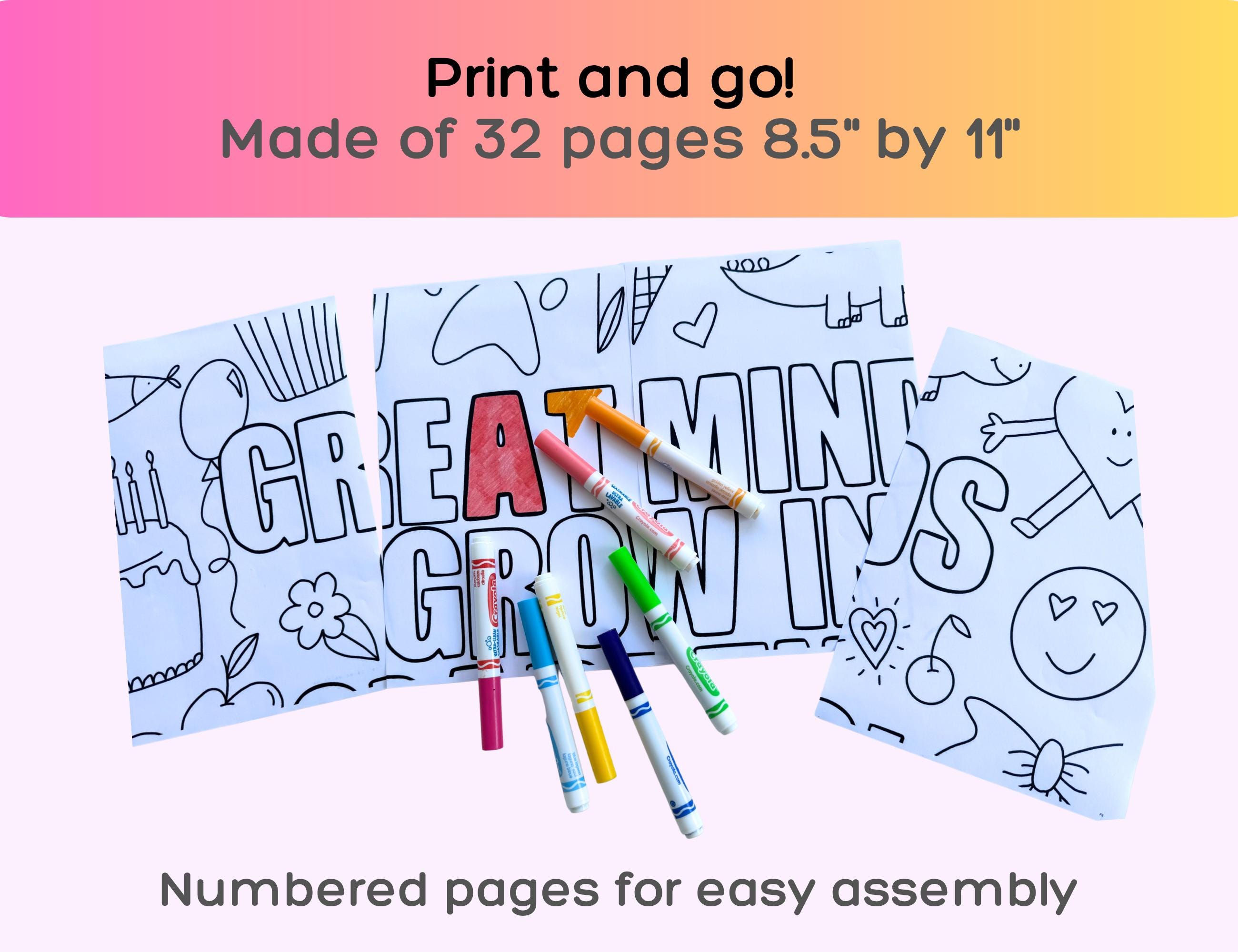Growth Mindset Collaborative Coloring Poster: Classroom Teamwork ...