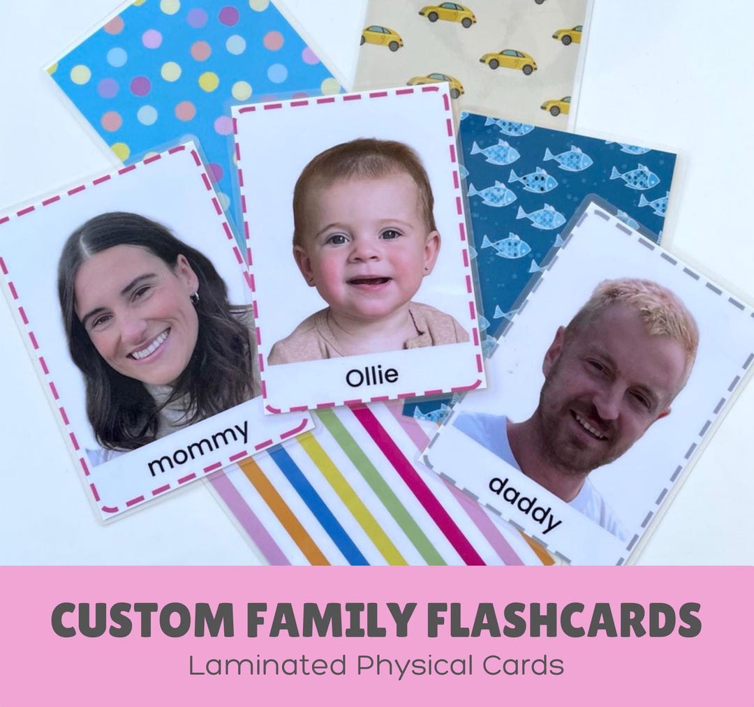 Custom Family Flashcards, Flashcards for Kids, Familiar Face Cards ...